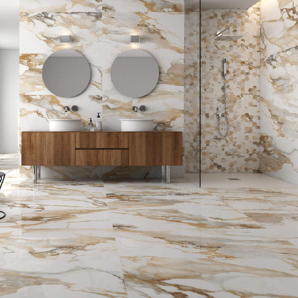 Happy Floors 10" x 14" Crash Polished Porcelain Hexagon Mosaic