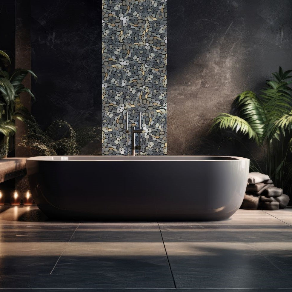 Bati Orient 12" x 12" Bali Matte Sliced Pebble Natural Stone Mosaic