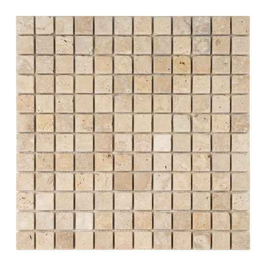 Keystone 12" x 12" Extra Light Tumbled Travertine Mosaic