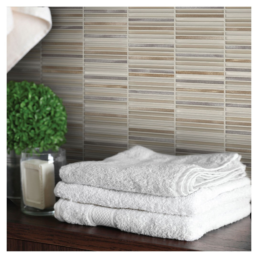 Daltile Lucent Skies 12" x 12" Satin Natural Stone 3/8x4" Stacked Deco