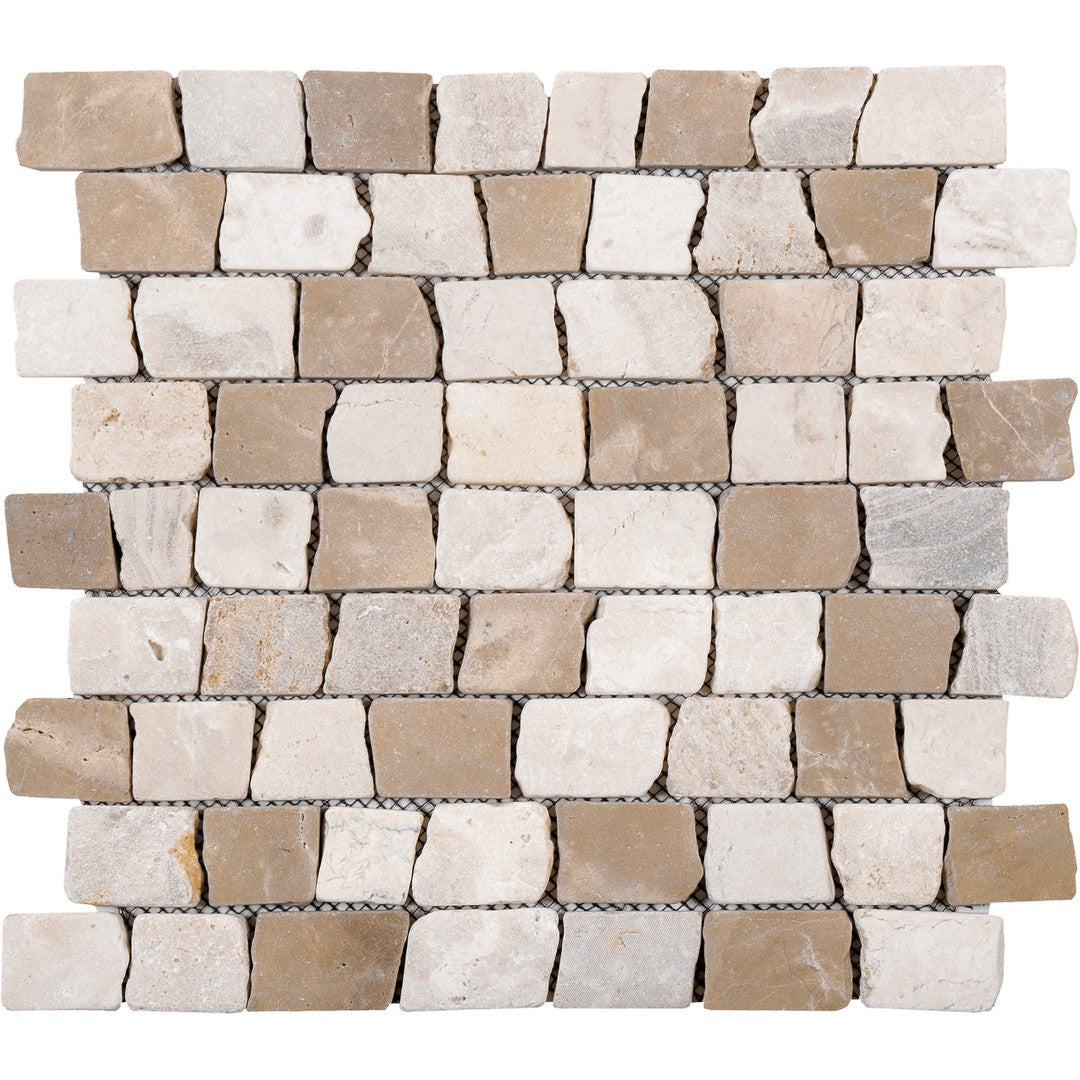 Signature Collection 11.6" x 12" Siegel Cubic Brick Natural Stone Mosa