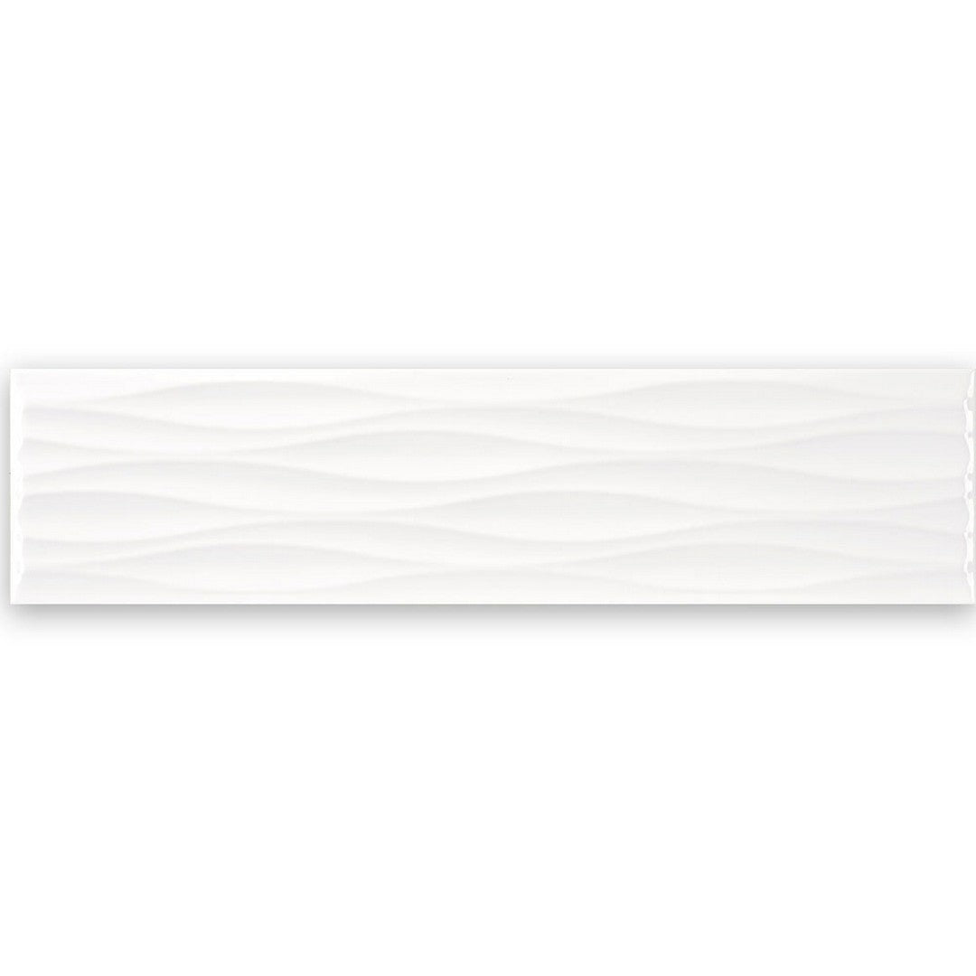 Tesoro 4" x 16" Krea Pressed Matte Ceramic Ripple Deco Wall Tile