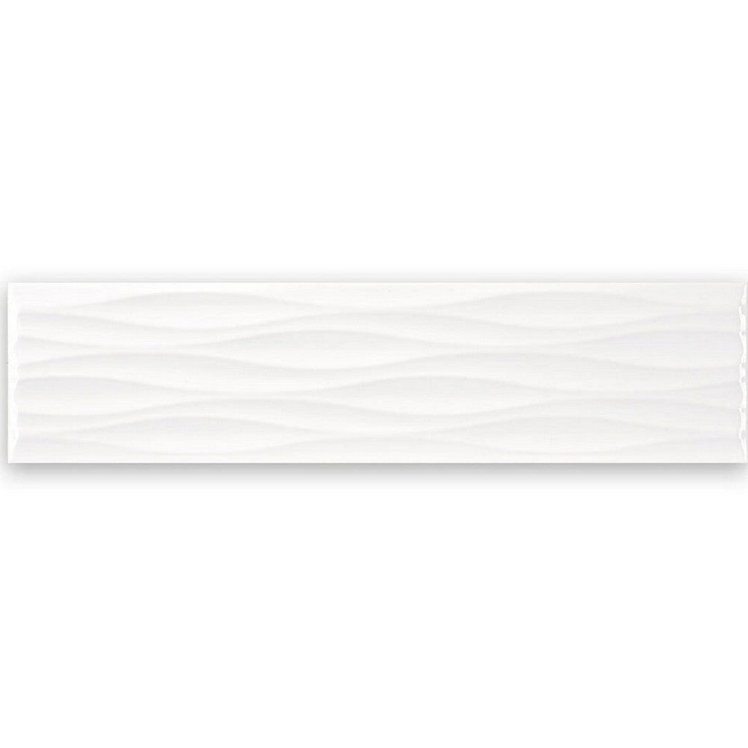 Tesoro 4" x 16" Krea Pressed Matte Ceramic Ripple Deco Wall Tile