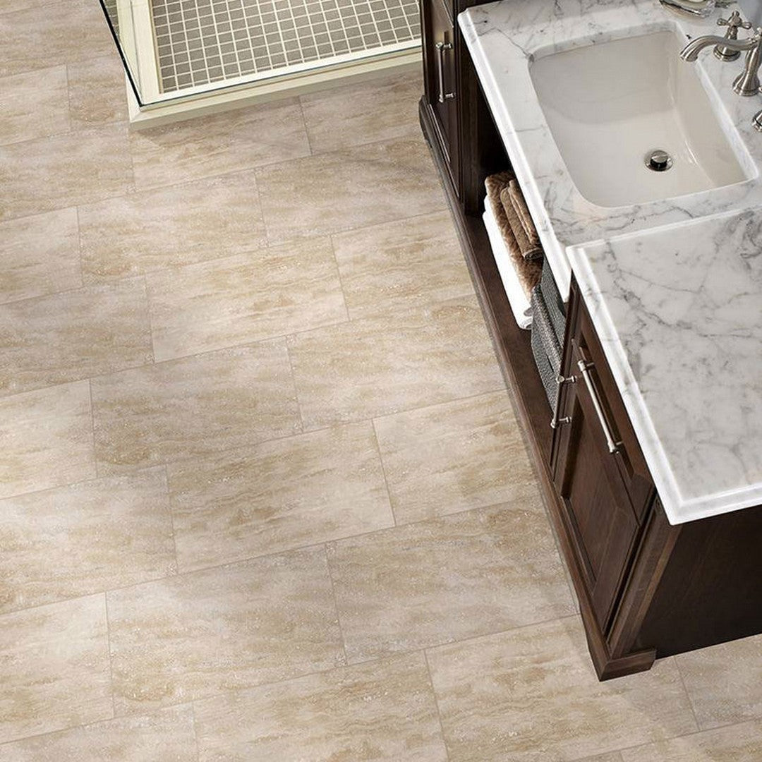 MS International 12" x 24" Tuscany Ivory Vein Cut Travertine Tile Mixe